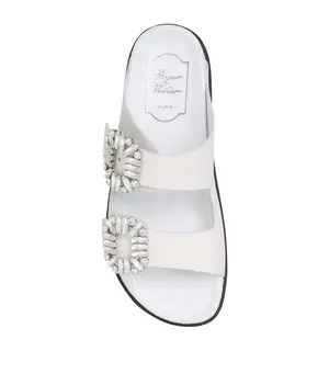 ROGER VIVIER Slidy Viv Buckle Slides - White