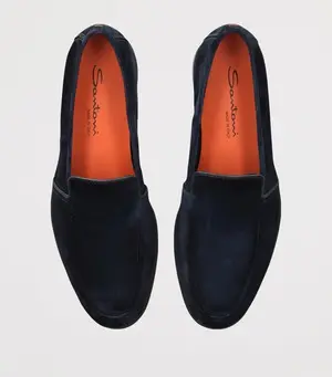 Santoni Suede Loafers - Navy