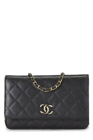 Chanel Caviar Wallet On Chain - Black