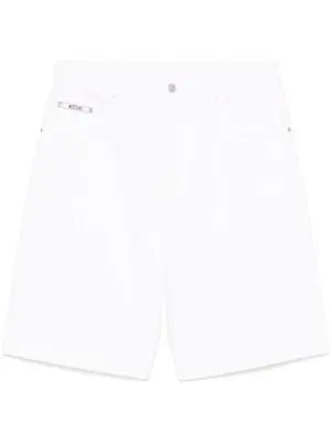 Moschino Embroidered-logo Denim Shorts - White