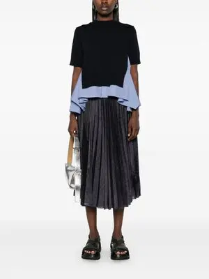 Sacai Plissé Midi Skirt - Blue