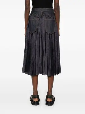 Sacai Plissé Midi Skirt - Blue