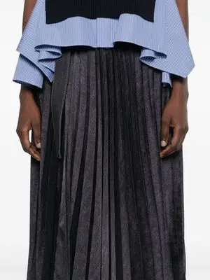Sacai Plissé Midi Skirt - Blue