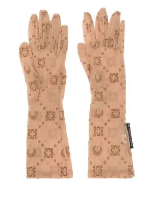 MARINE SERRE Moonogram Mesh Gloves - Neutrals