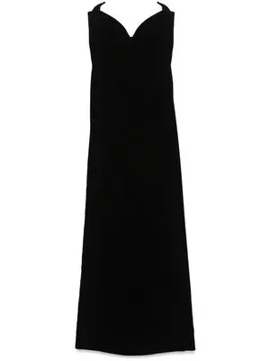 MUGLER Strapless Velvet Maxi Dress