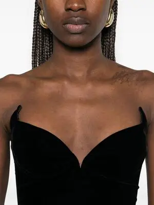 MUGLER Strapless Velvet Maxi Dress