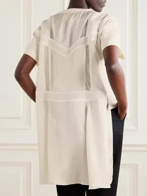 Sacai Layered Canvas And Chiffon T-shirt