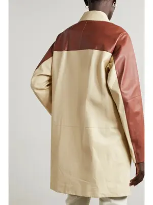 Lafayette 148 New York Oversized Two-tone Leather Jacket