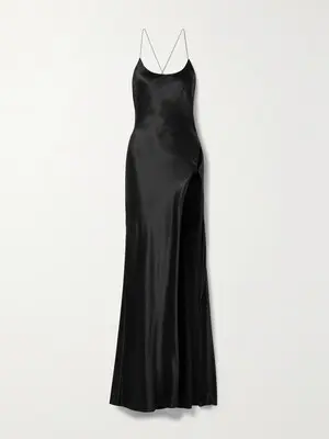 Michael Lo Sordo Crystal-embellished Silk-satin Gown