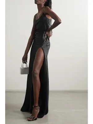 Michael Lo Sordo Crystal-embellished Silk-satin Gown