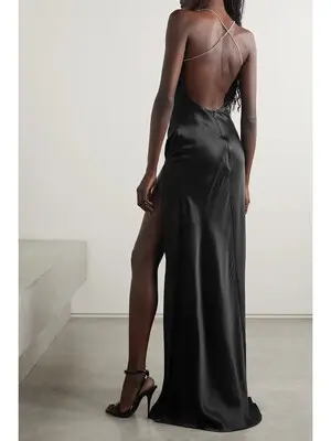 Michael Lo Sordo Crystal-embellished Silk-satin Gown