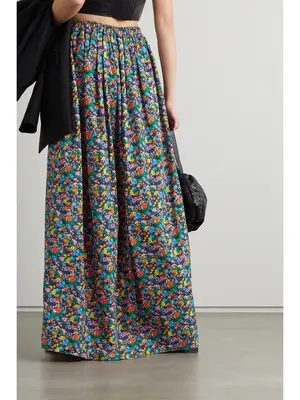 Tibi Sabine Floral-print Cotton-poplin Maxi Skirt