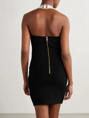 Balmain Button-embellished Knitted Mini Dress