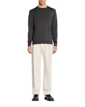 Sandro Fine Knit Sweater - Dark Khaki