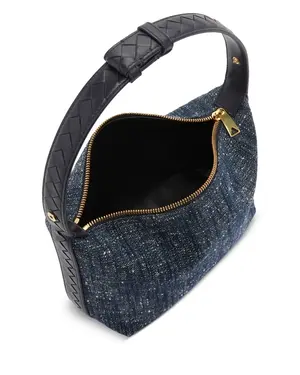 Bottega Veneta Wallace Denim Shoulder Bag - Navy White/space