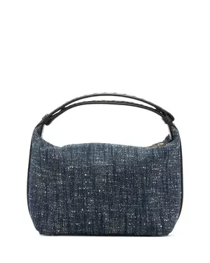 Bottega Veneta Wallace Denim Shoulder Bag - Navy White/space