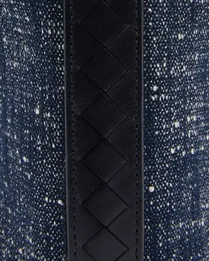 Bottega Veneta Wallace Denim Shoulder Bag - Navy White/space