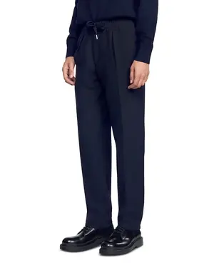 Sandro Straight Leg Drawstring Trousers - Black
