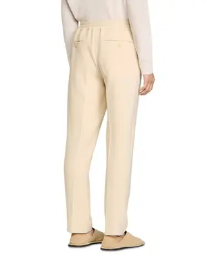 Sandro Straight Leg Drawstring Trousers - Oats