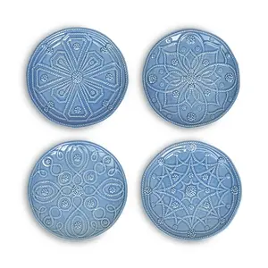JULISKA Jardins Du Monde Assorted Side/cocktail Plates, Set Of 4 Blue