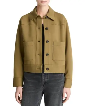 Vince Cropped Patch Pocket Jacket - Dark Olive