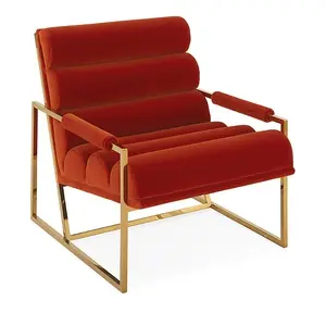 Jonathan Adler Channeled Goldfinger Lounge Chair - Medium Red