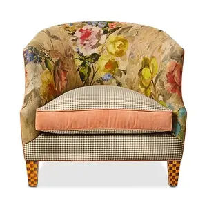 MACKENZIE-CHILDS Field Study Floral & Gingham Accent Chair - Multi/floral