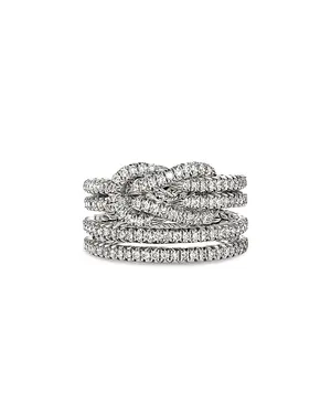 John Hardy Sterling Love Knot Diamond Ring - Silver