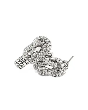John Hardy Sterling Diamond Pave Love Knot Earrings - Silver