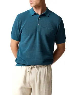 Rodd & Gunn Masons Regular Fit Flat Knit Polo Shirt - Teal