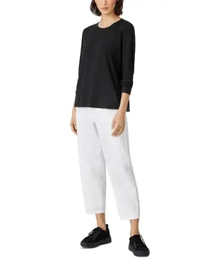 Eileen Fisher Linen Jersey Crewneck Tee - Black