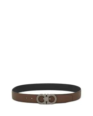 FERRAGAMO Double Gancini Reversible Belt