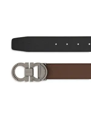 FERRAGAMO Double Gancini Reversible Belt