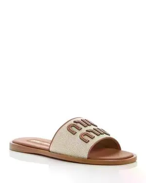 Miu Miu Logo Slide Sandals