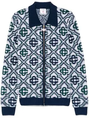 Casablanca Monogram Jacquard Cardigan - Grey