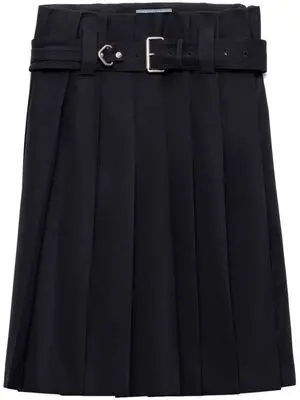Prada Belted Pleated Skirt - Blue