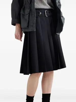 Prada Belted Pleated Skirt - Blue