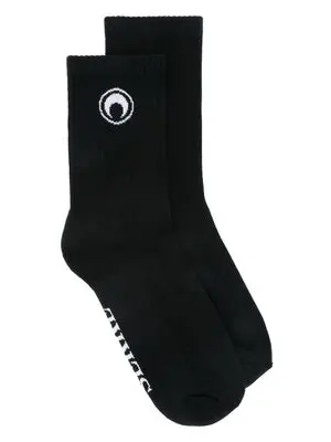 MARINE SERRE Moon Logo Ribbed Knit Socks - Black
