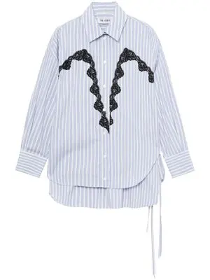 Attico Lace-trimmed Striped Shirt - White