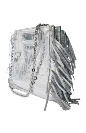 Maje Mini M Bag With Chain - Silver