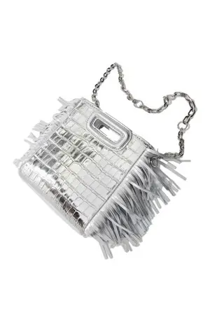 Maje Mini M Bag With Chain - Silver