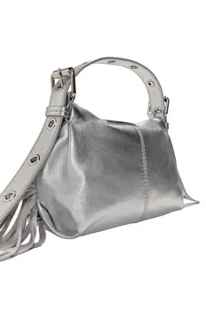 Maje Miss M Mini Metallic Leather Bag - Silver