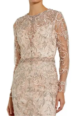 Mac Duggal Embroidered Illusion Trumpet Gown