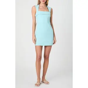 French Connection Whisper Square Neck Mini Dress - Pastel Turquoise