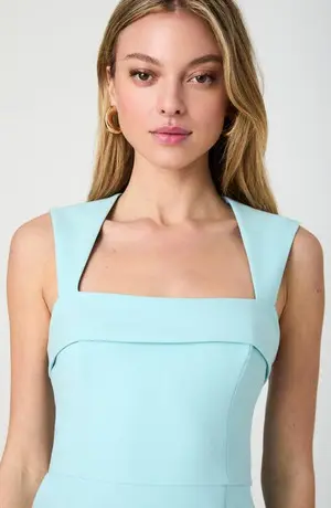 French Connection Whisper Square Neck Mini Dress - Pastel Turquoise