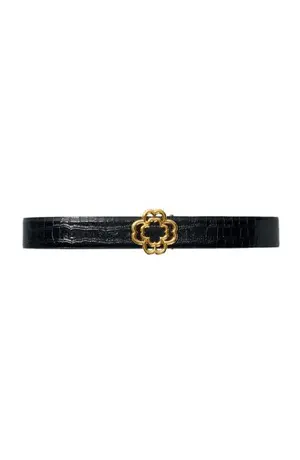 MAJE Maje Croc-Effect Leather Double M Belt
