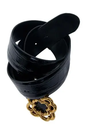 Maje Croc-effect Leather Double M Belt