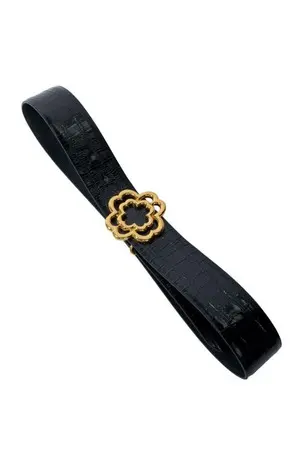 Maje Croc-effect Leather Double M Belt