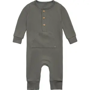 MODERN MOMENTS™ BY GERBER Waffle Knit Romper With Kangaroo Pocket - Dark Green