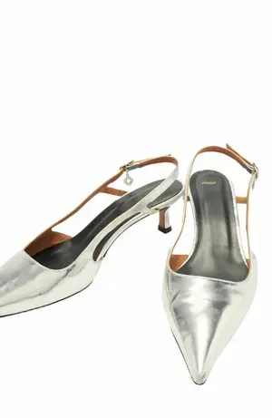 Maje Strappy Leather High Heel Pumps - Silver